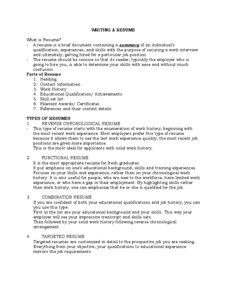 Writing a Resume Guide | PDF | Résumé | Cognition