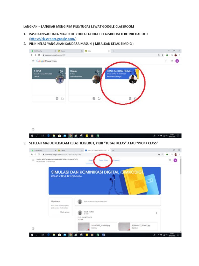 Langkah Mengirim Tugas Lewat Google Classroom | PDF