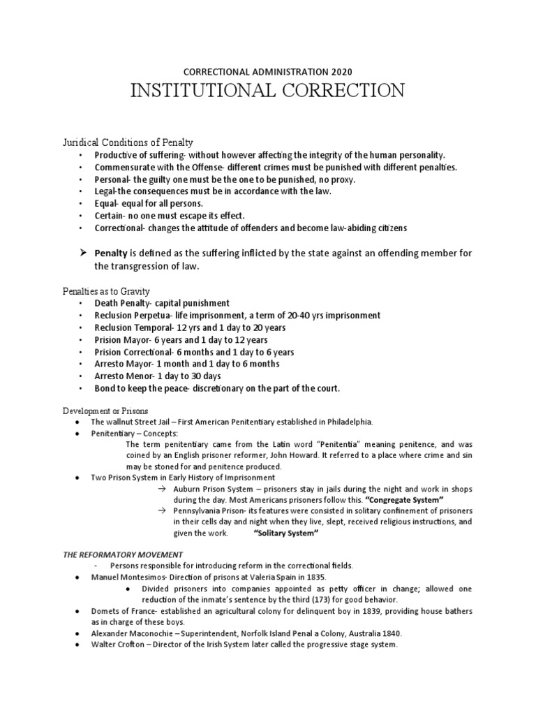 Correctional Administration Midterm | PDF | Prison | Rehabilitation ...