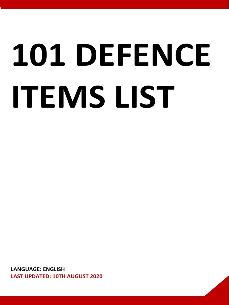 101 Defence Items List: Language: English | Download Free PDF | Anti ...