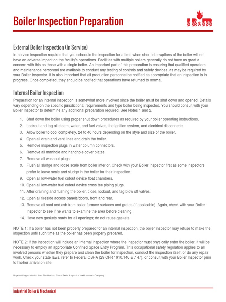 Boiler Inspection Preparation | PDF | Boiler | Mechanical Engineering