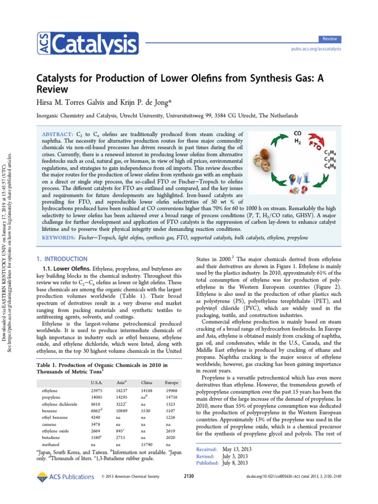 De Jong 2013 ACS Catalysis Catalysts For Production of Lower Olefins ...