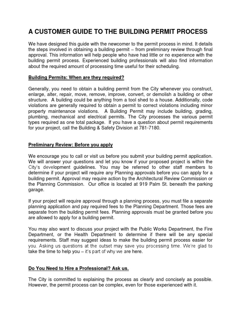 A Customer Guide To The Building Permit Process: Building Permits: When ...