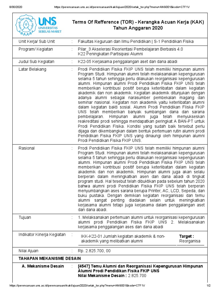 Cetak - Tor Alumni PDF | PDF | Bisnis | Pengelolaan Keuangan & Uang
