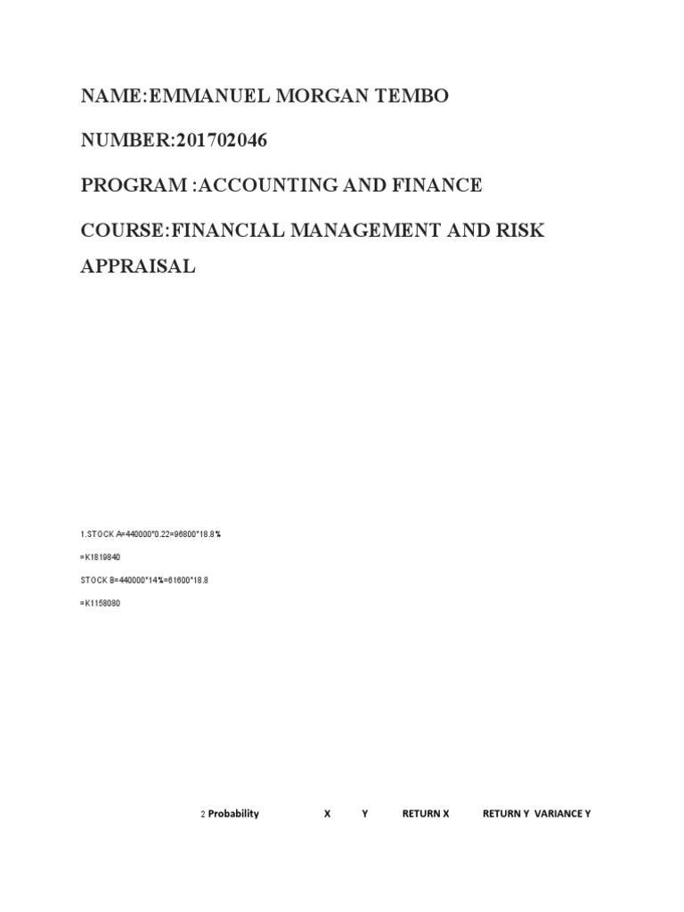 Name:Emmanuel Morgan Tembo NUMBER:201702046 Program:Accounting and ...