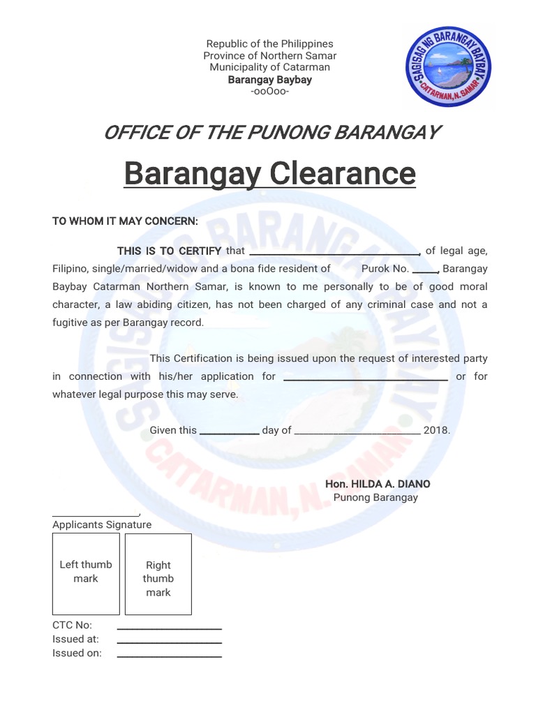 Brgy Clearance Form PDF | PDF