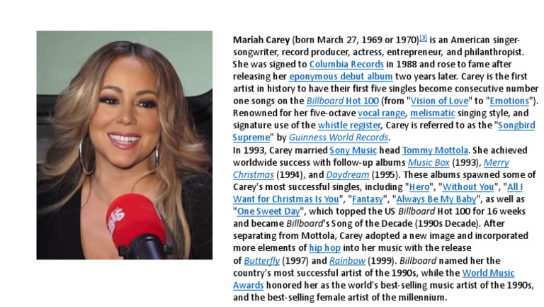 Mariah Carey (Born March 27, 1969 or 1970) : Billboard Hot 100 | PDF ...