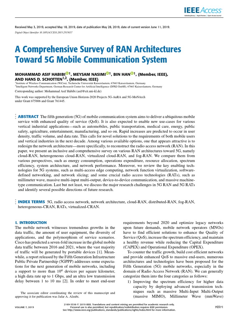 A Comprehensive Survey of RAN Architectures Toward 5G Mobile Communication System | PDF ...