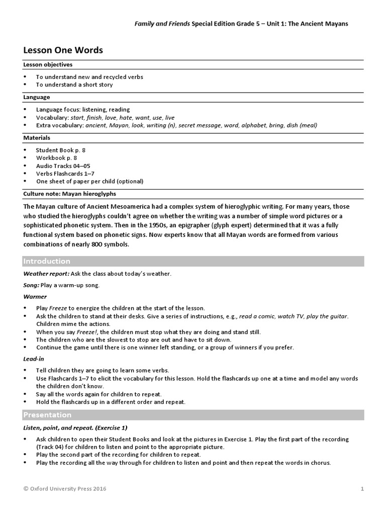 G5 Selective LessonPlan Unit1 | PDF | Egyptian Hieroglyphs | Vocabulary