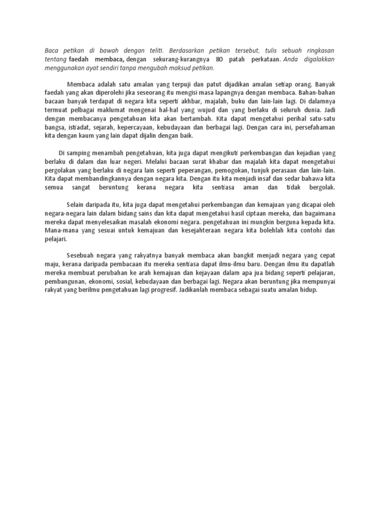 Baca Petikan Di Bawah Dengan Teliti | PDF