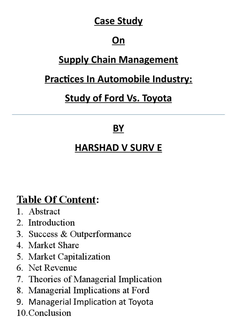 Case Study Ford & Toyota | PDF | Six Sigma | Ford Motor Company