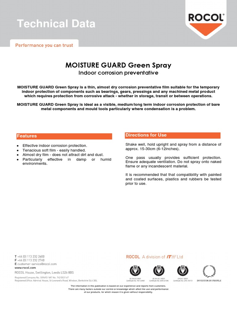 MOISTURE GUARD Green Spray - GB | PDF | Corrosion | Paint