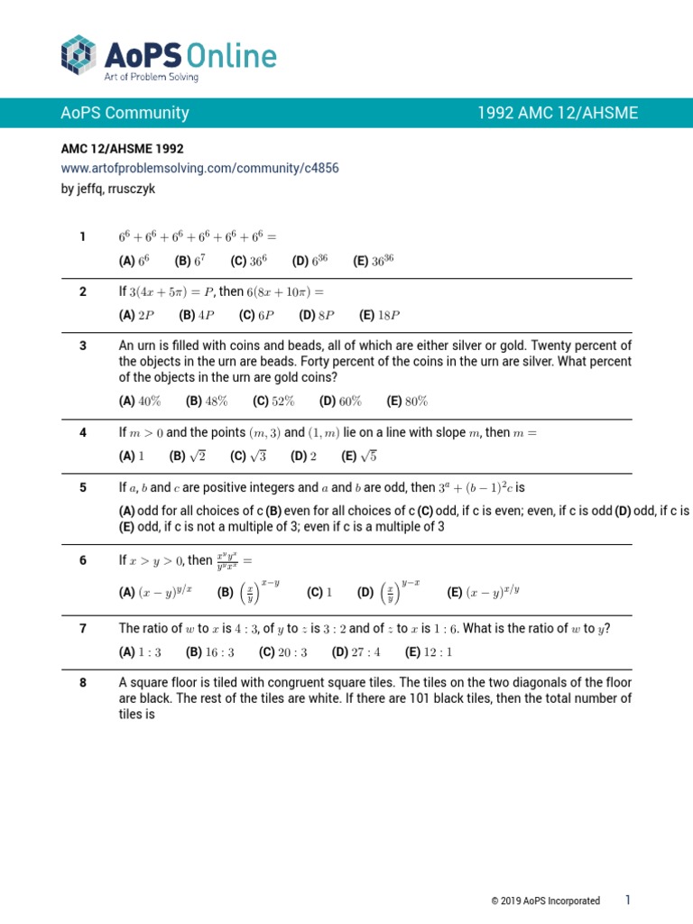 Ahsme 1992 | PDF | Tetrahedron | Circle