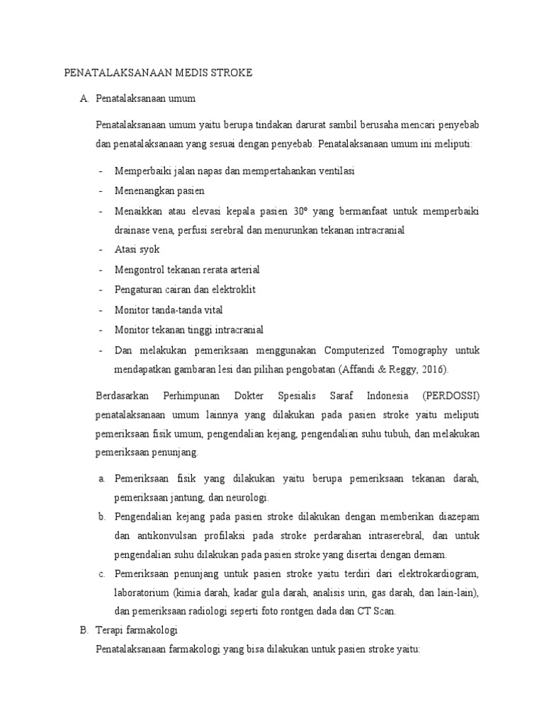 Penatalaksanaan Medis Stroke | PDF