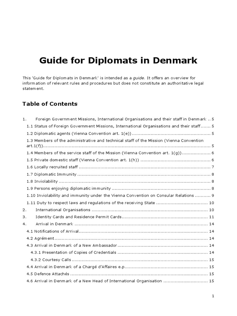 Guide for Diplomats in Denmark | PDF | Diplomatic Rank | Consul ...