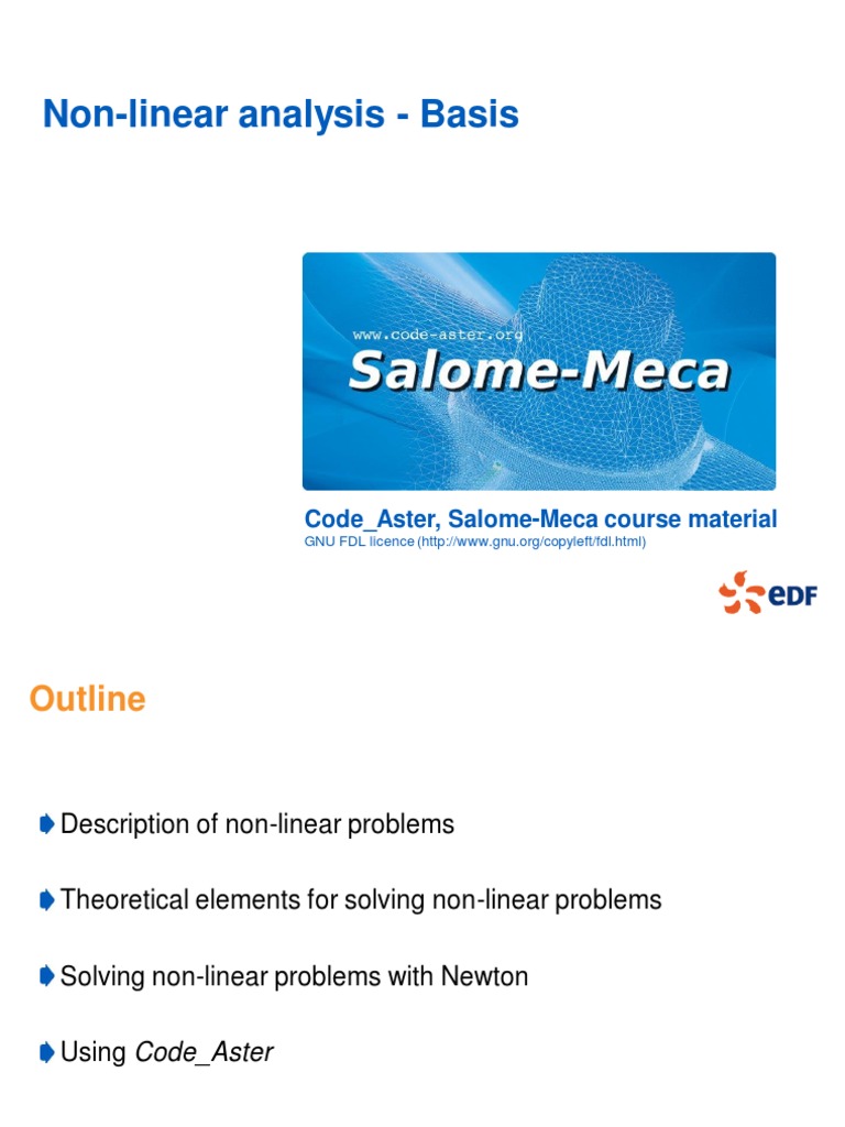 Non-Linear Analysis - Basis: Code - Aster, Salome-Meca Course Material | PDF | Nonlinear System ...
