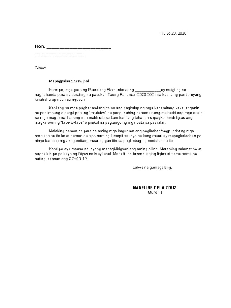 Request Letter Bondpaper | PDF