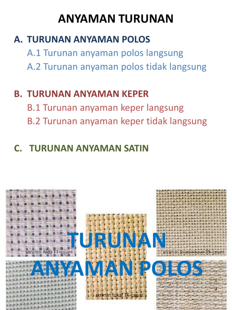 Jenis-Jenis Anyaman dan Turunannya | PDF