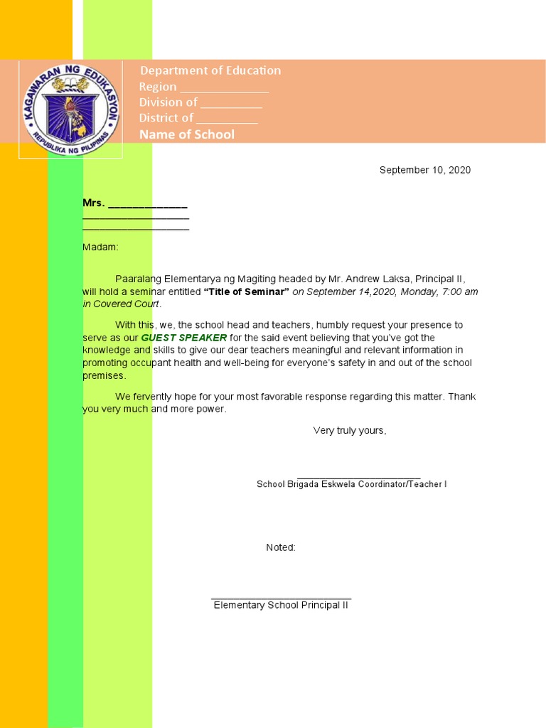 Request Letter Speaker | PDF