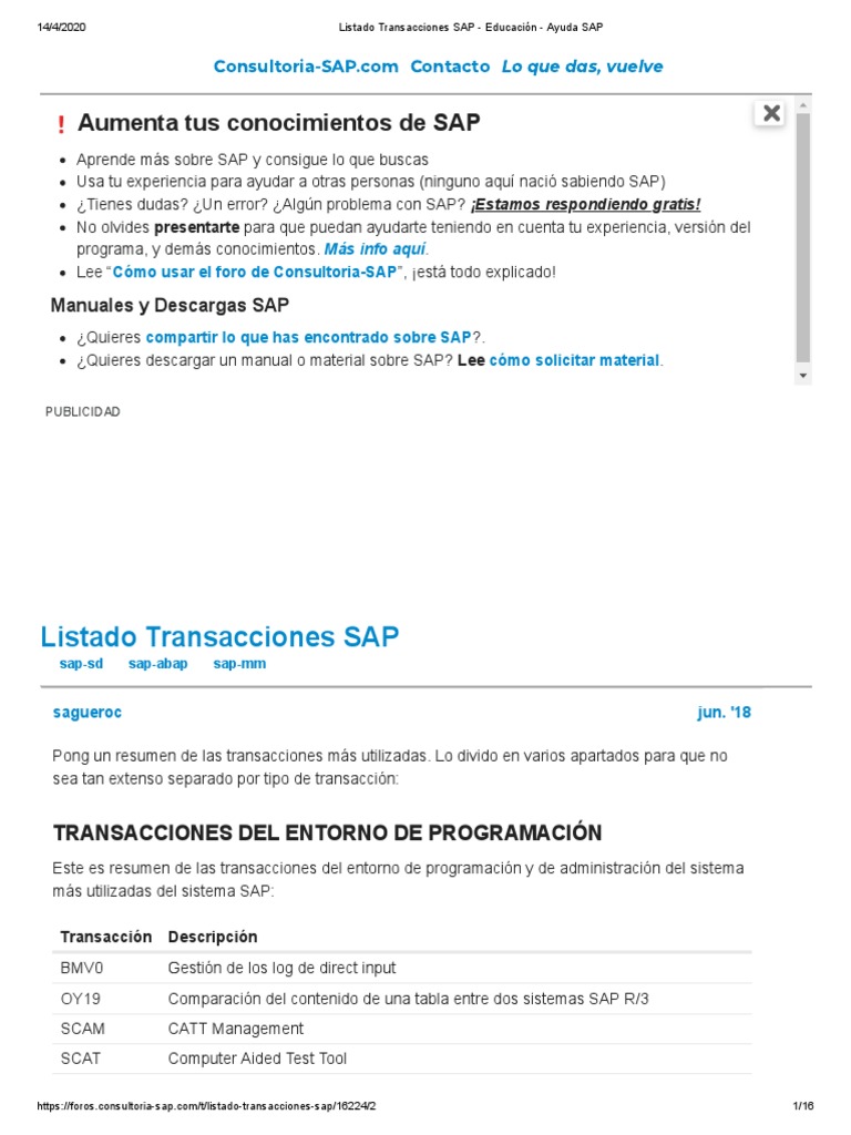 Listado de Transacciones SAP en PDF | PDF | Tecnología digital ...