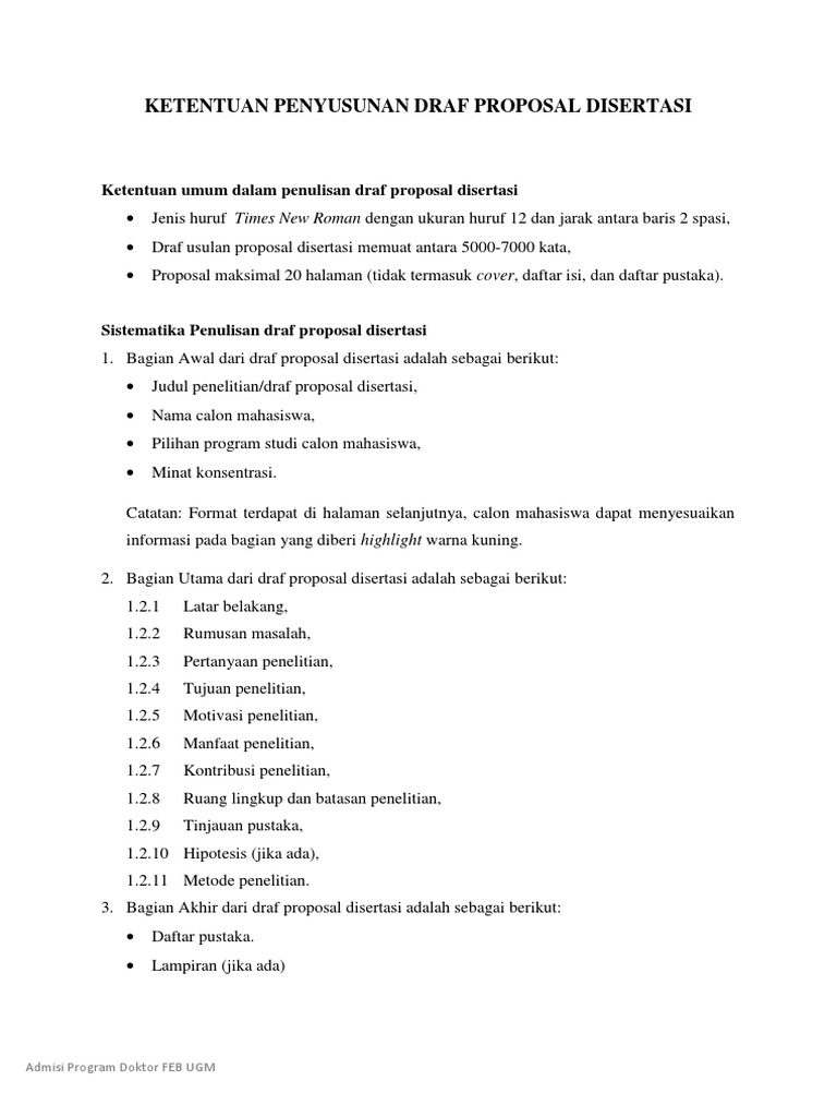 Format Penulisan Draft Proposal Disertasi Rev Mei 2018 | PDF