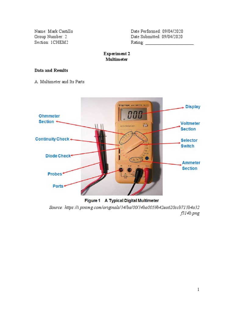 Experiment 2 Multimeter Data and Results | PDF | Voltage | Electrical ...