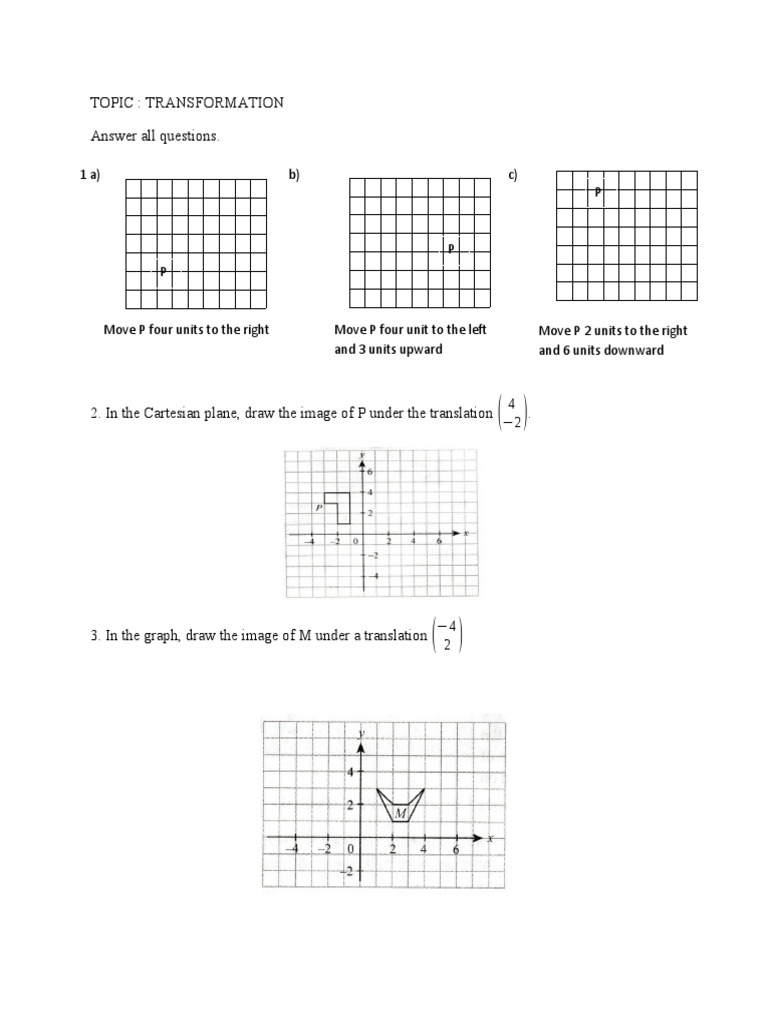 Topic: Transformation Answer All Questions.: 1 A) B) C) P | PDF ...