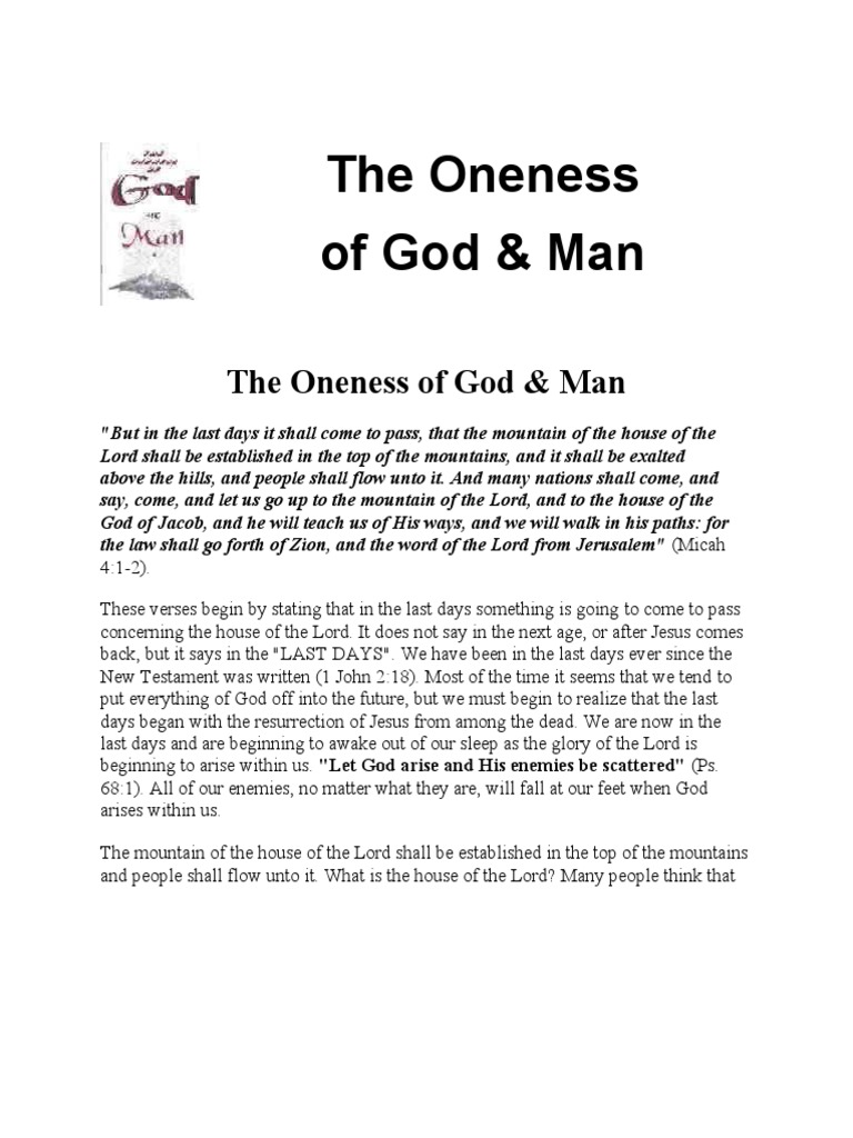 The Oneness of God & Man | PDF | Glory (Religion) | God The Father