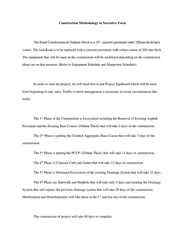 9.construction Methodology in Narrative Form - Group3 | PDF