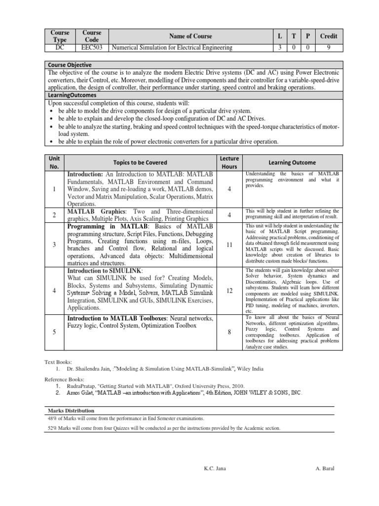 Course Type Course Code Name of Course L T P Credit: Introduction: An Introduction To MATLAB ...