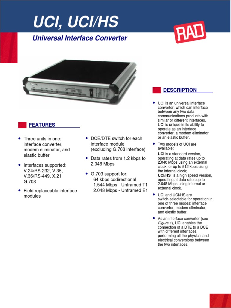 Uci, Uci/Hs: Universal Interface Converter | PDF | Physical Layer ...