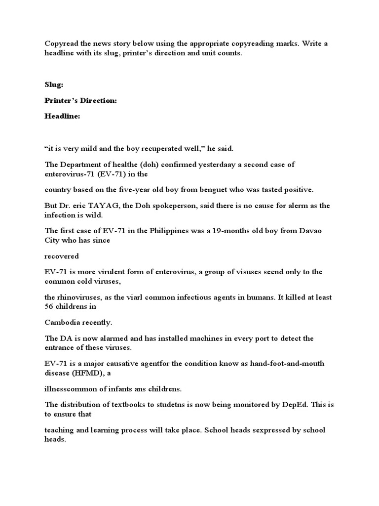 Copyreading Exercise | PDF