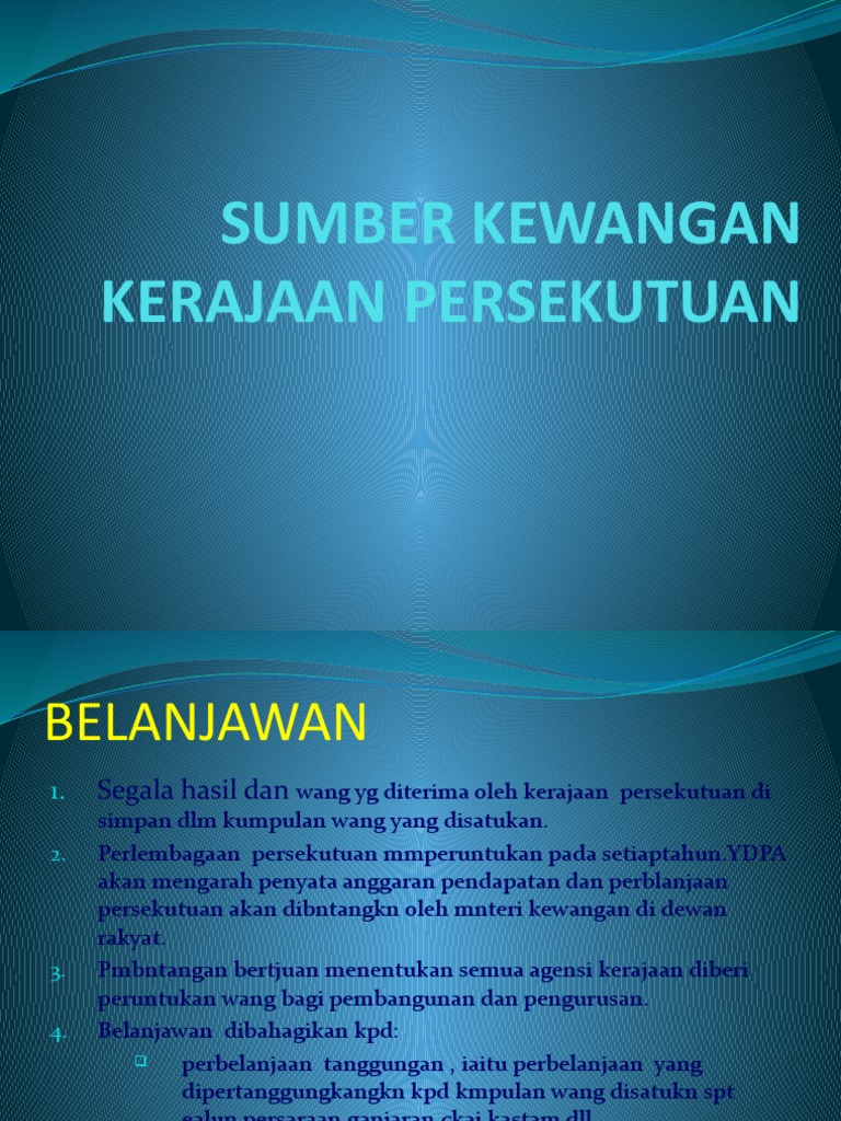 Pa Sem 1 Sumber Kewangan Kerajaan Persekutuan | PDF