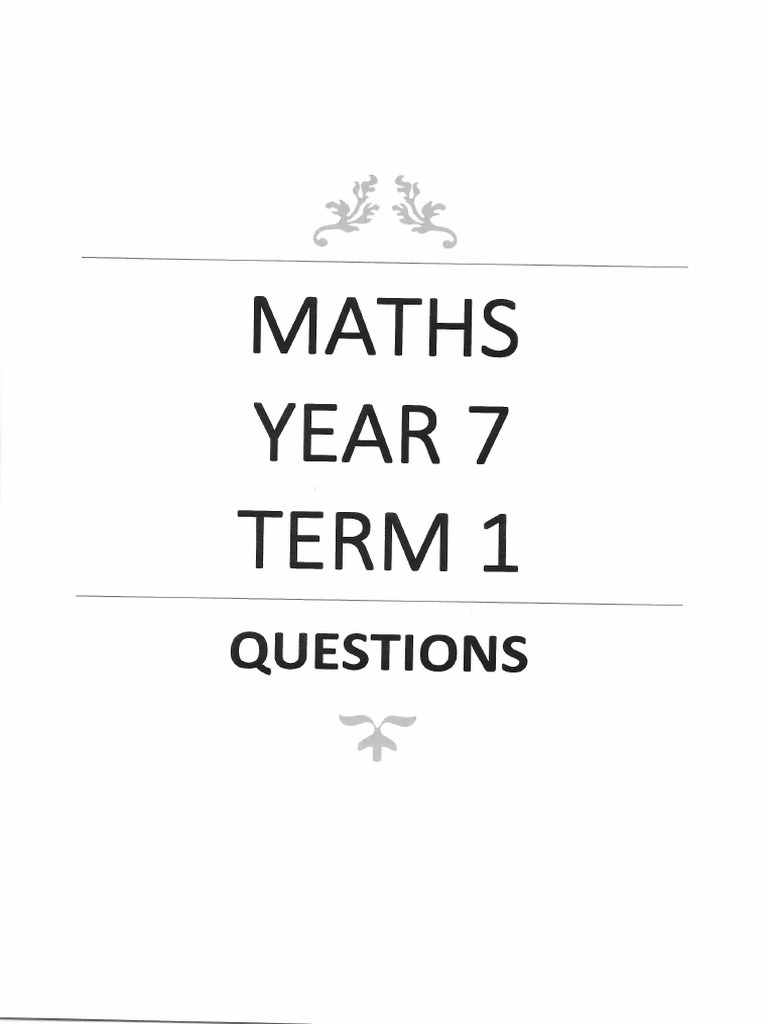 Sample Y7 Term 1 Maths Questions PDF | PDF