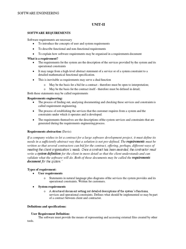 Software Engineering - Unit-2 | PDF | Conceptual Model | Specification (Technical Standard)