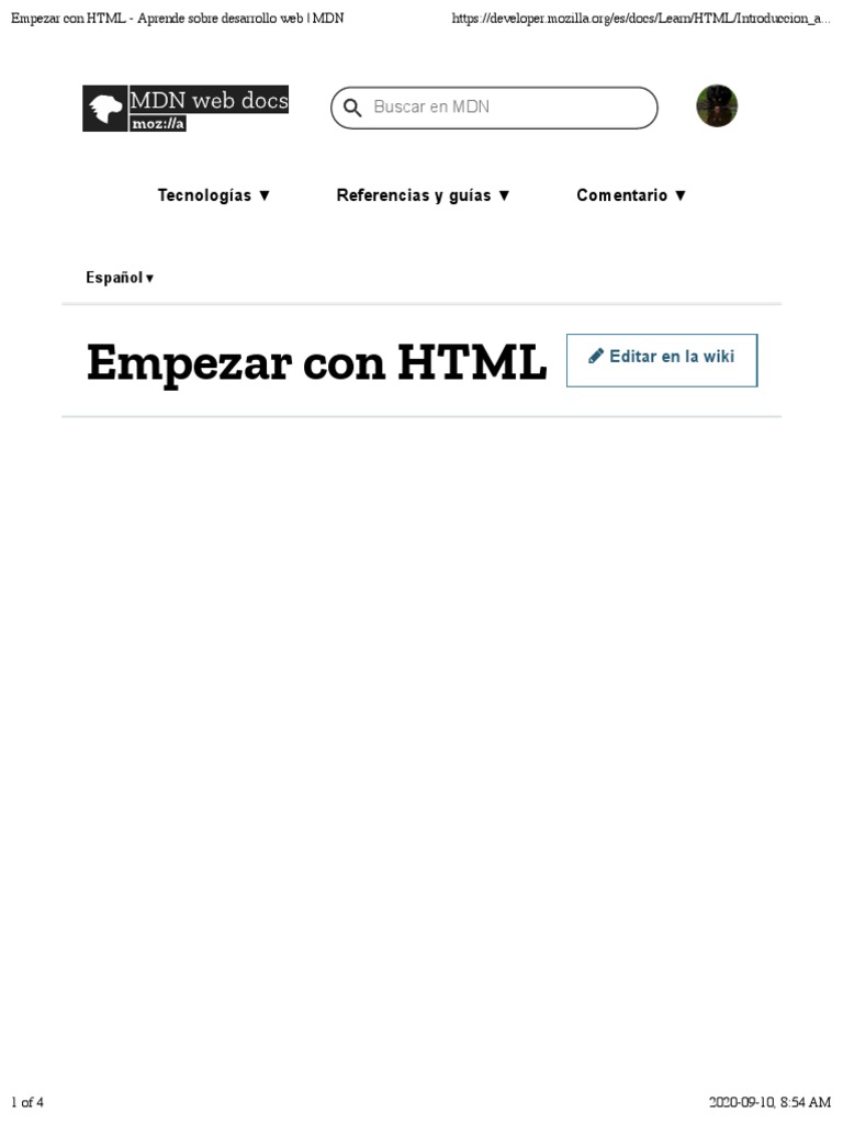 Empezar Con HTML - Aprende Sobre Desarrollo Web - MDN | PDF | HTML ...