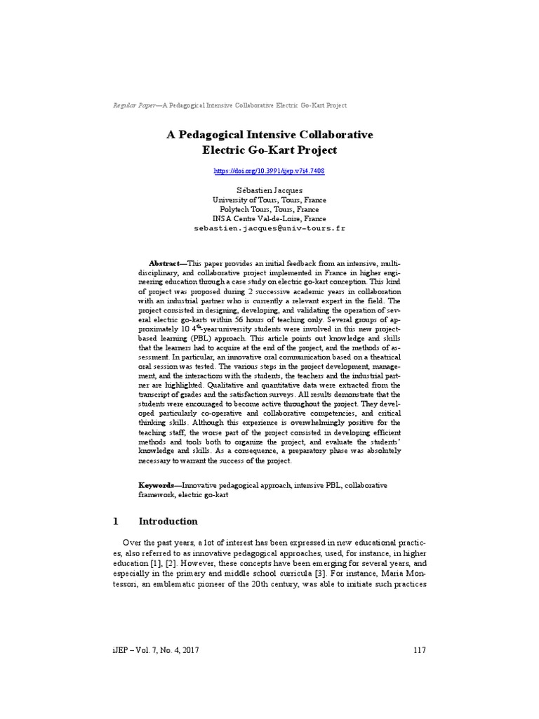 A Pedagogical Intensive Collaborative Electric Go-Kart Project | PDF ...