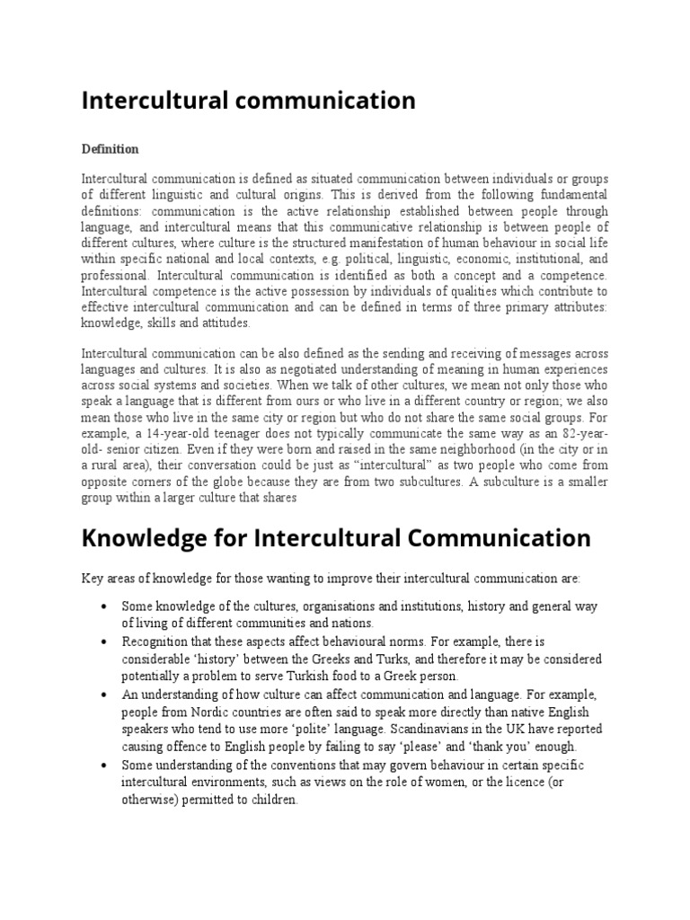 Intercultural Communication | PDF | Cross Cultural Communication ...