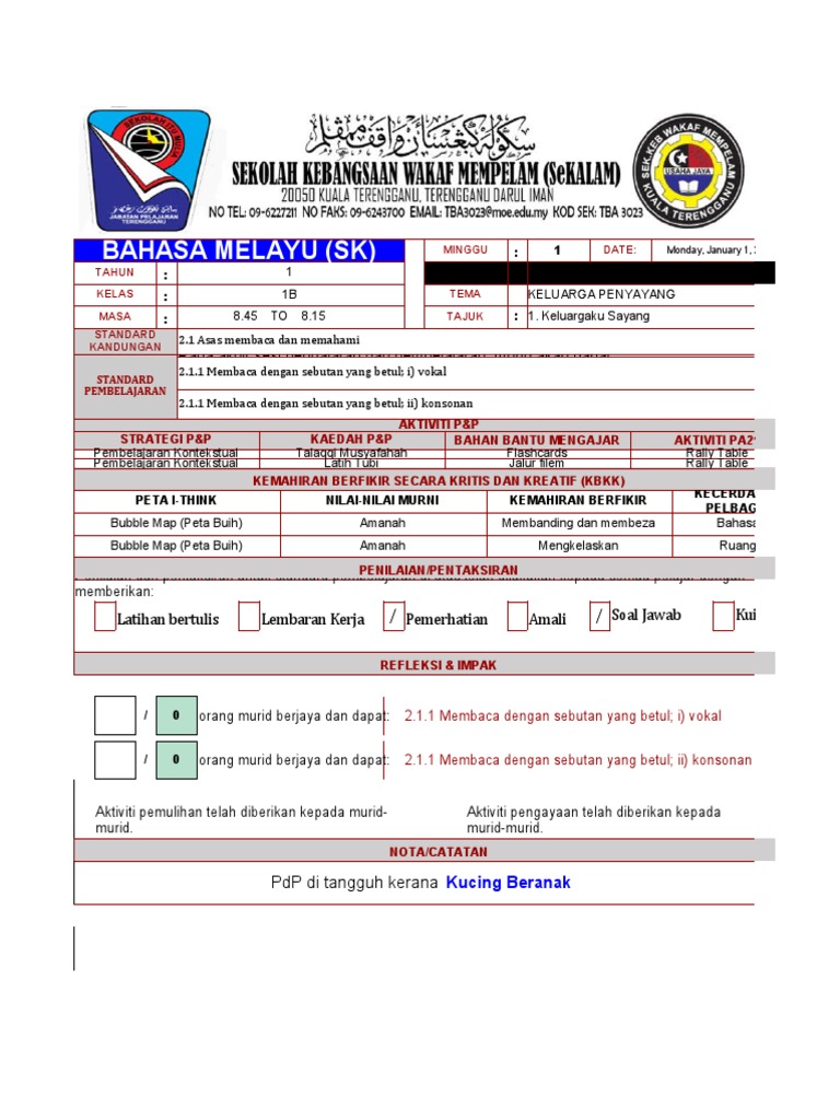 Tapak Erph Bahasa Melayu (SK) | PDF