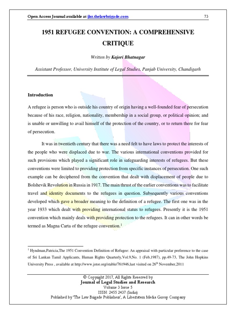 1951 Refugee Convention: A Comprehensive Critique | PDF | Refugee | Justice