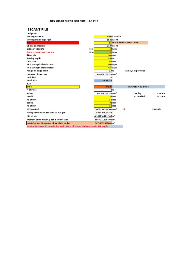 Secant Pile Design | PDF | Concrete | Mechanical Engineering