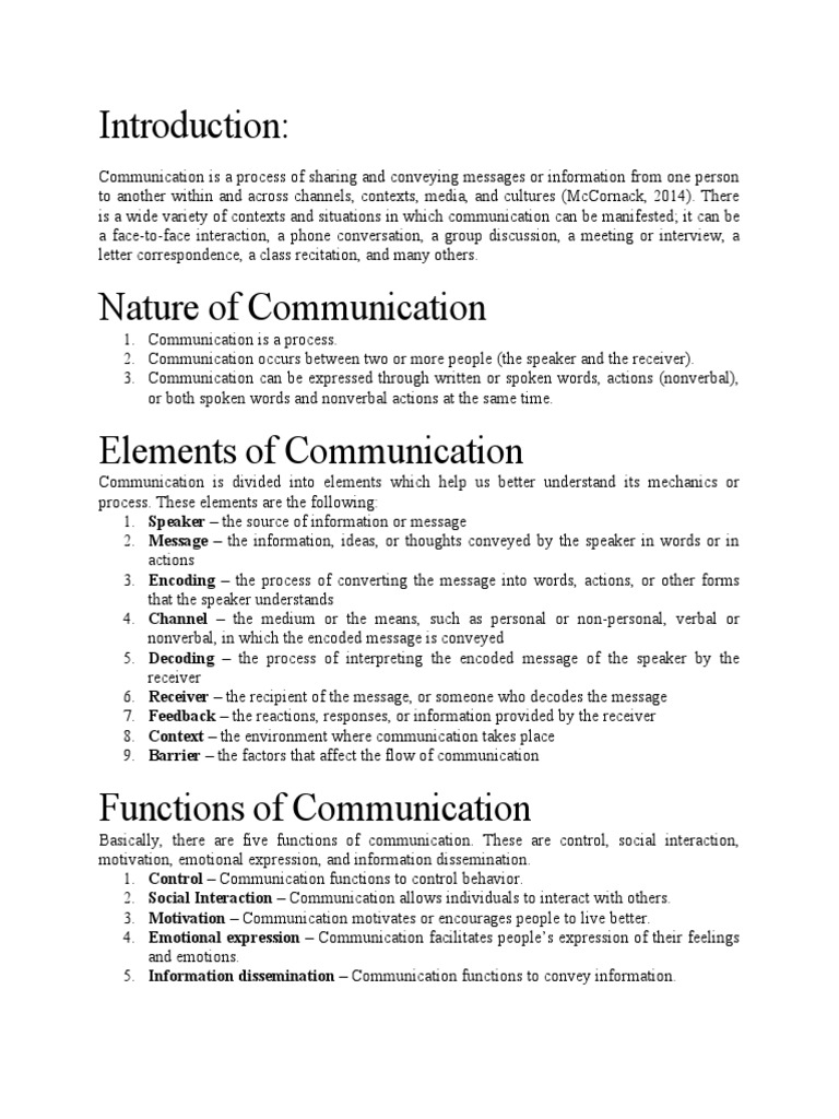 Introduction To Communication | PDF | Nonverbal Communication ...