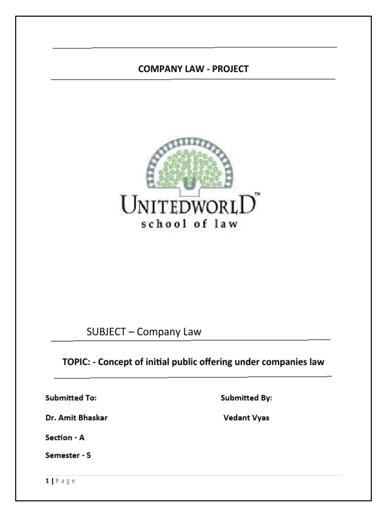 Company Law Final | PDF | Initial Public Offering | Underwriting