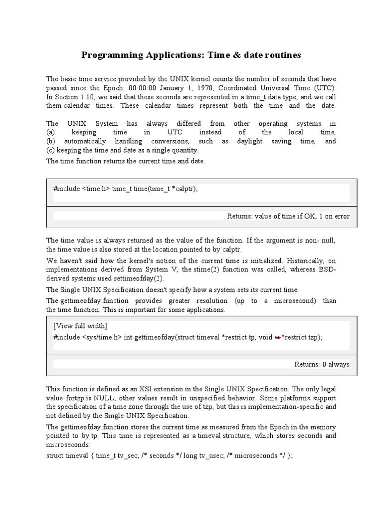 Programming Applications: Time & Date Routines | PDF | Integer ...