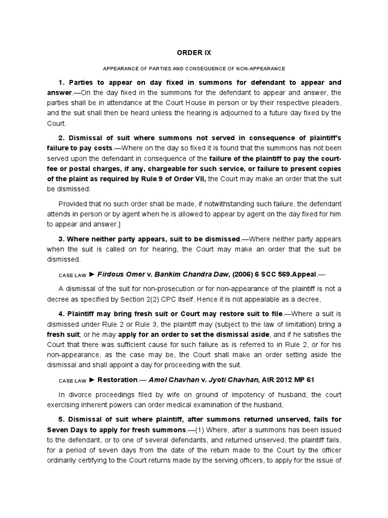 Appearance of Parties and Consequence of Non-Appearance: Case Law | PDF | Summons | Ex Parte