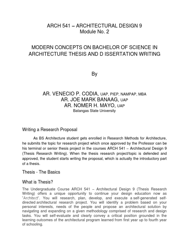 ARCH 541 - Architectural Design 9 Module No. 2: Writing A Research ...