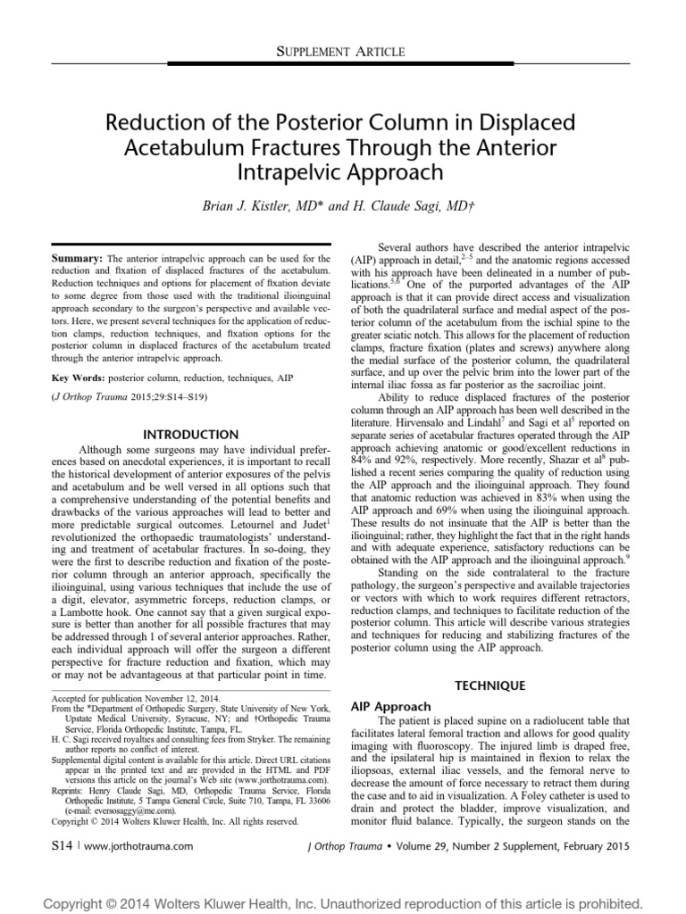 Acetabulum-Posterior Column Thro Anterior Approach PDF | PDF | Pelvis ...