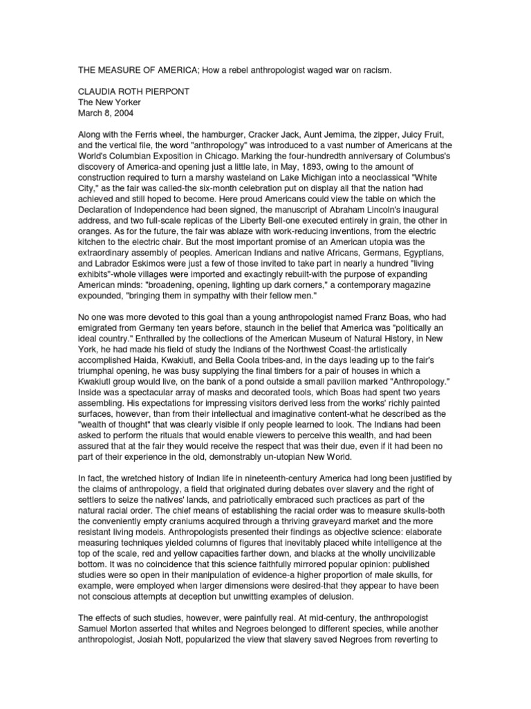 HST 3361 Roth Pierpont THE+MEASURE+OF+AMERICA+-+Franz+Boaz PDF | PDF ...
