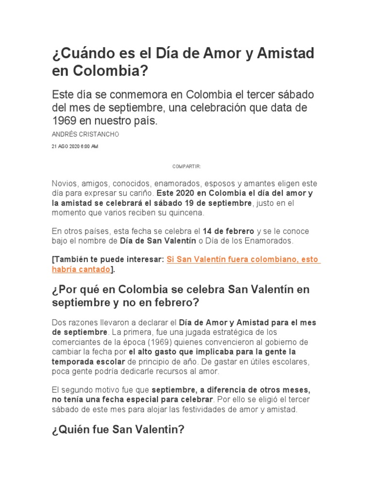 Amor y Amistad | PDF | día de San Valentín | Amor