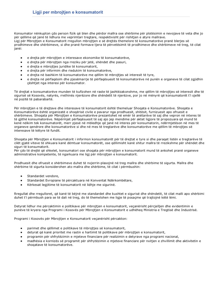Mbrojtja e Konsumatorit | PDF